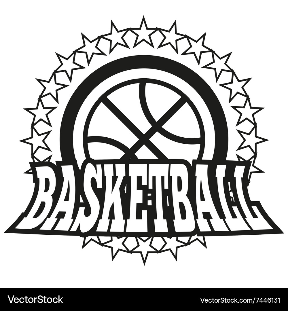 Basketball badge with stars Royalty Free Vector Image