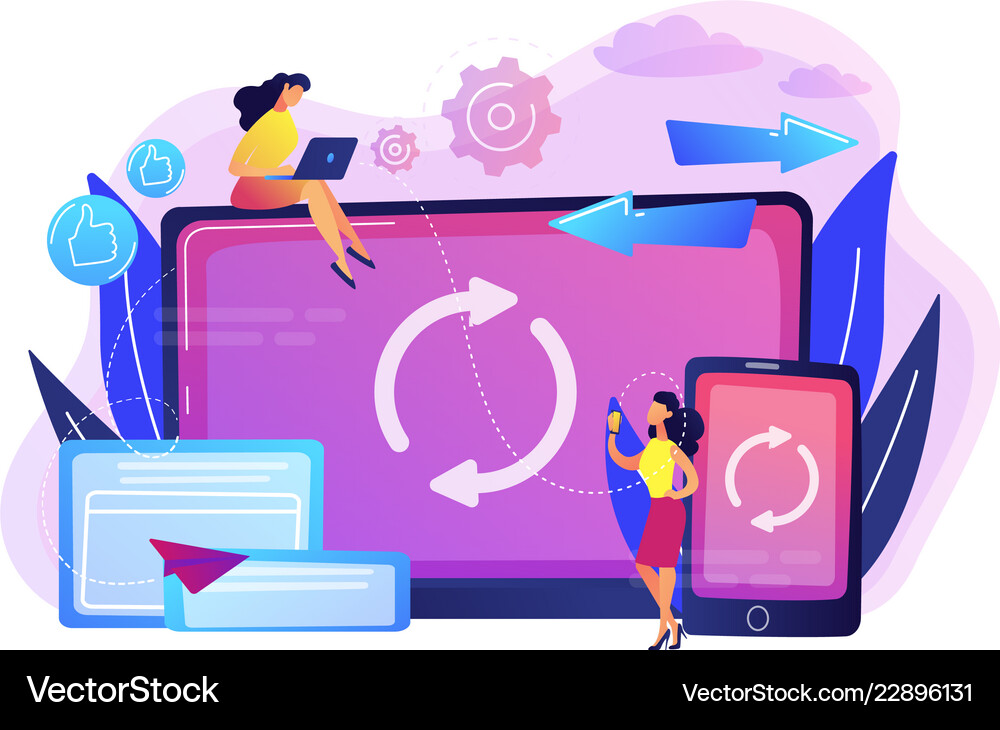 Cross-device syncing concept Royalty Free Vector Image