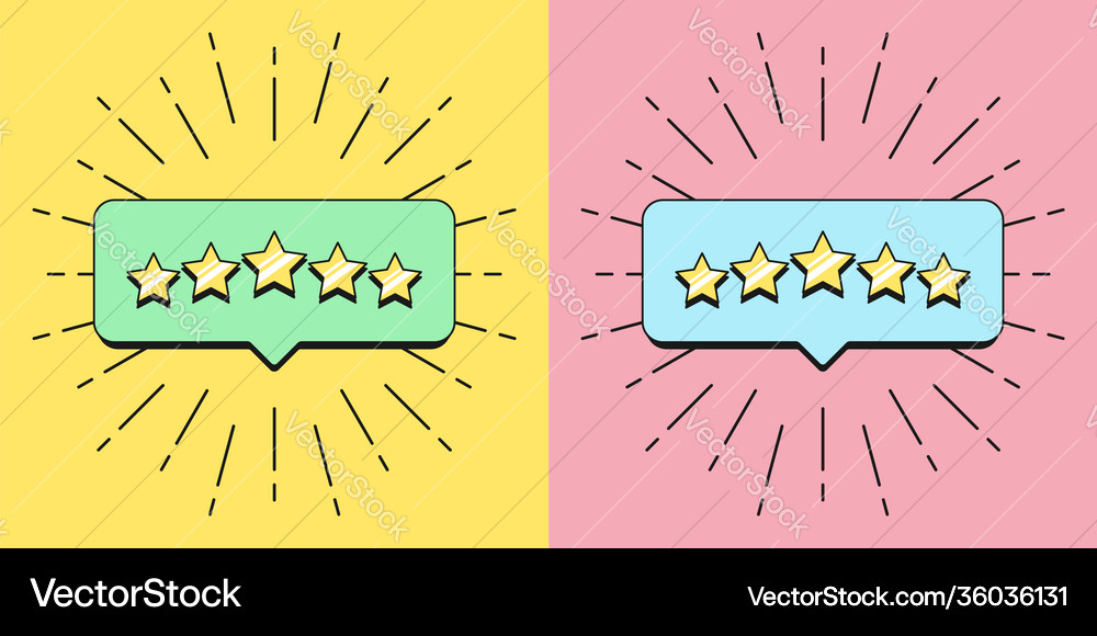Five stars banner bubble message with 5 stars Vector Image