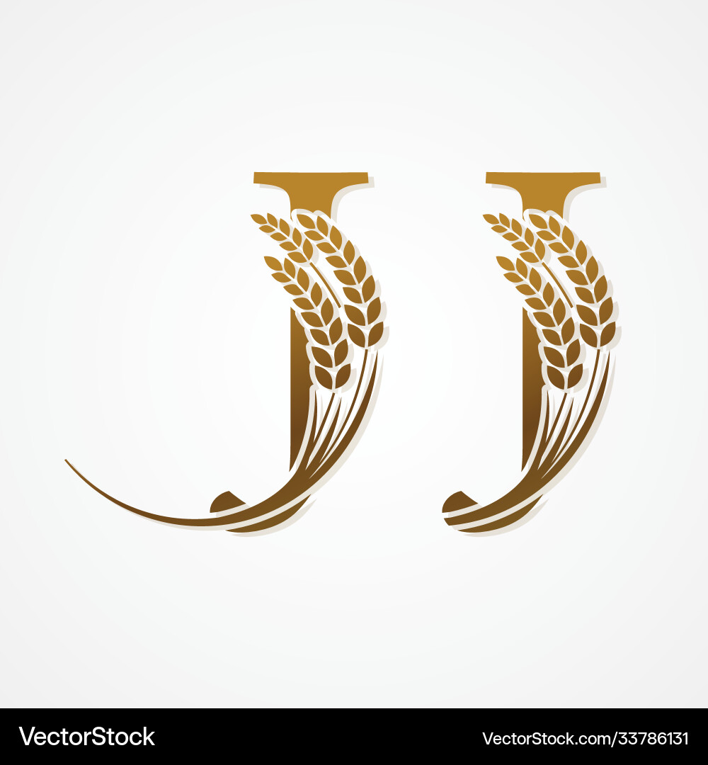 Gold letter with rice for logo design Royalty Free Vector