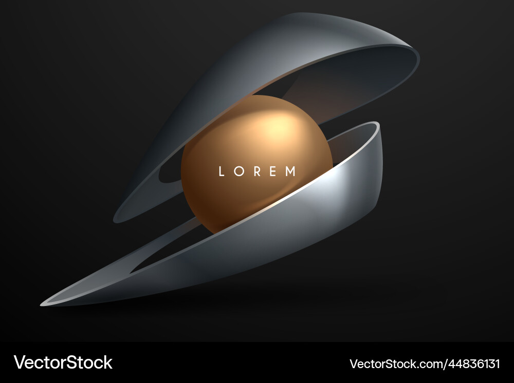 Golden sphere and silver geometric shapes Vector Image