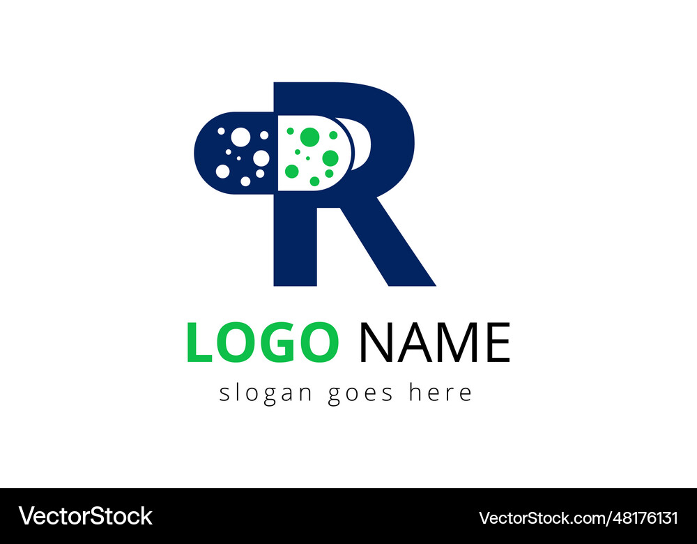Letter r medicine tablet logo concept for Vector Image