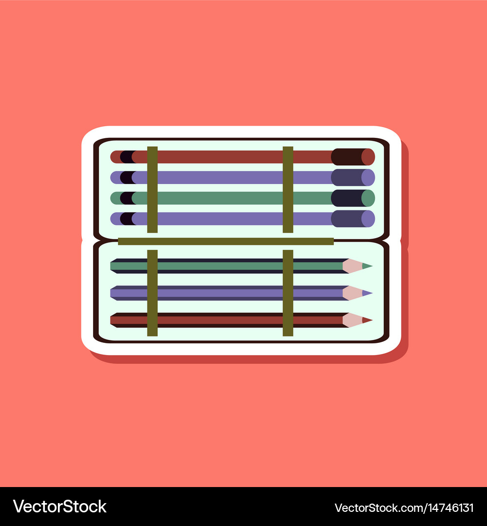Paper sticker on stylish background pencil box Vector Image
