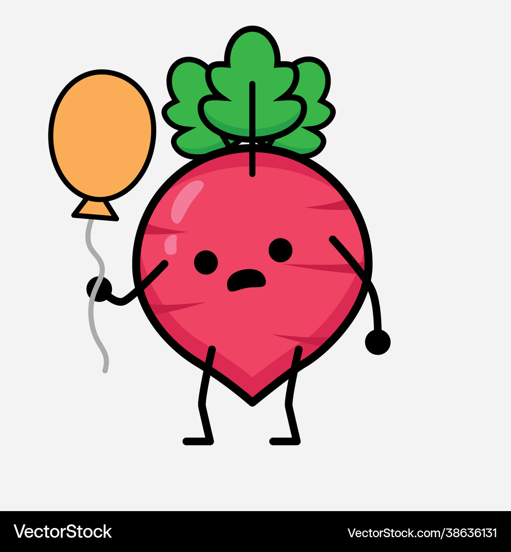 Red radish character with cute face and simple Vector Image