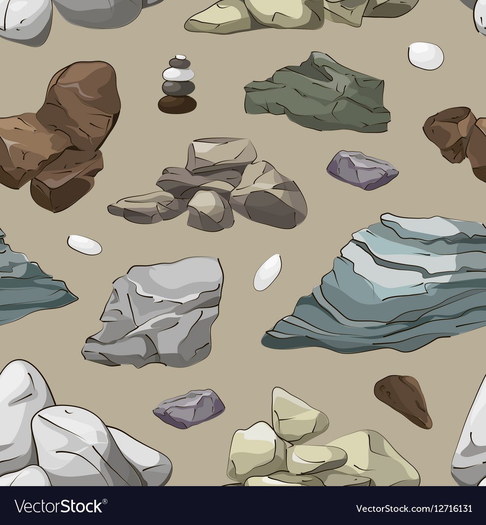 Rocks and stones elements pattern Royalty Free Vector Image