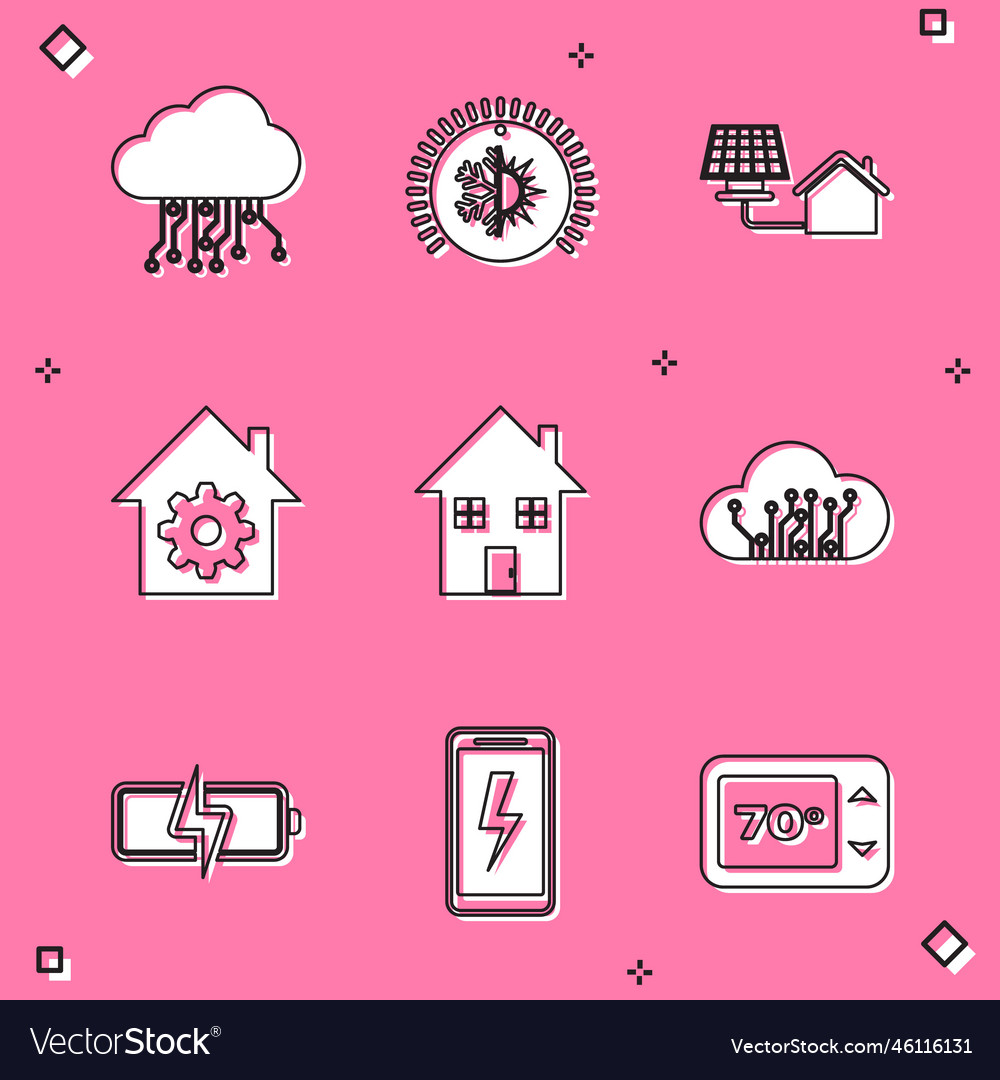 Set Internet Of Things Thermostat House Royalty Free Vector