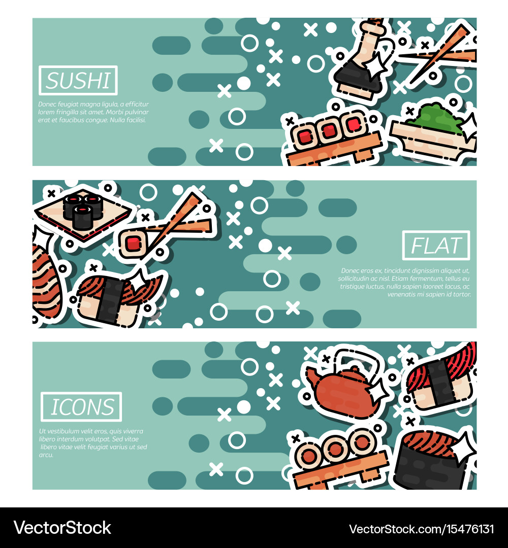 Set of horizontal banners about sushi Royalty Free Vector