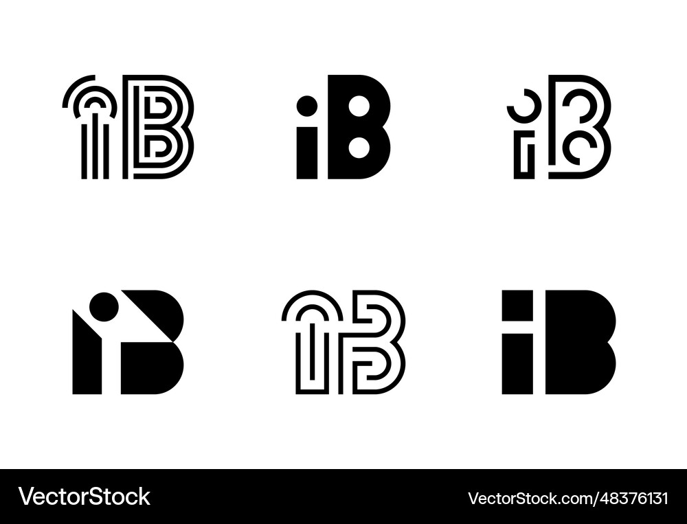 Set of letter ib logos Royalty Free Vector Image
