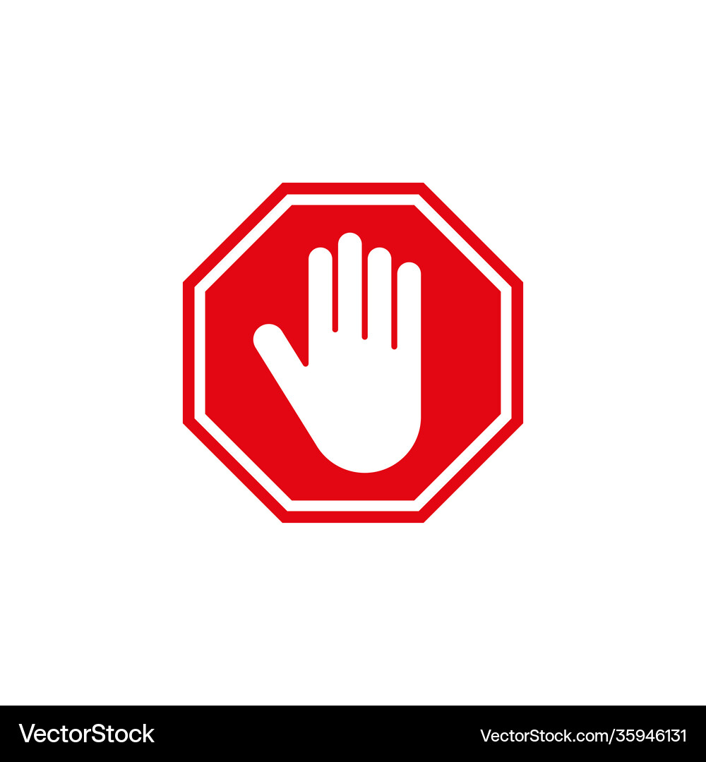 Stop sign a forbidding with mans hand Royalty Free Vector