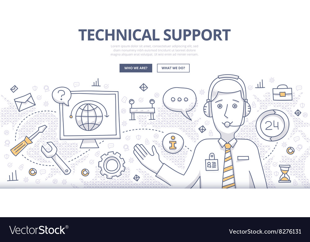 Technical support doodle concept Royalty Free Vector Image