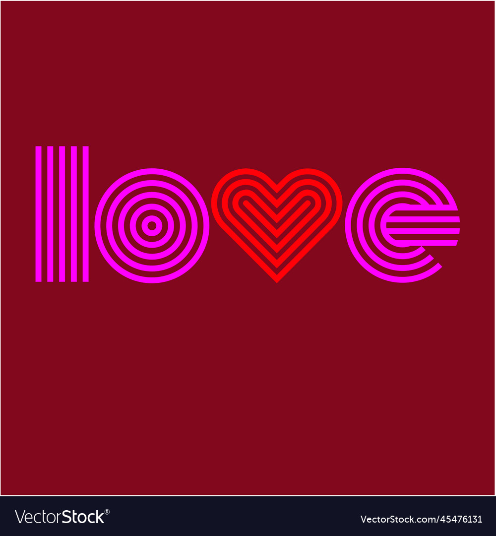 Valentines day love typography graphic with heart Vector Image