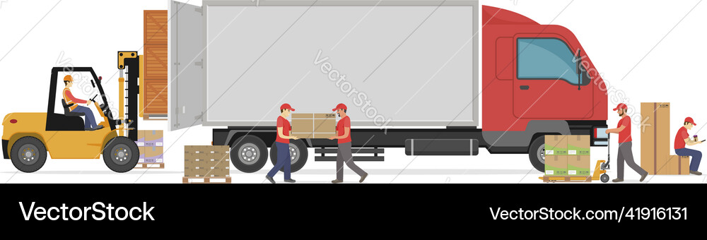 Warehouse workers work Royalty Free Vector Image