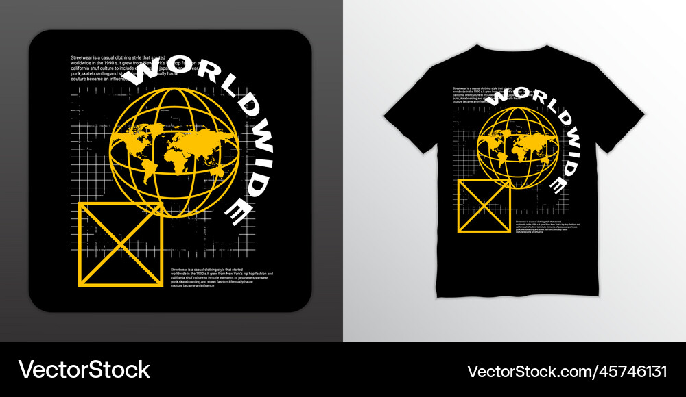 Worldwide t-shirt design suitable for screen Vector Image