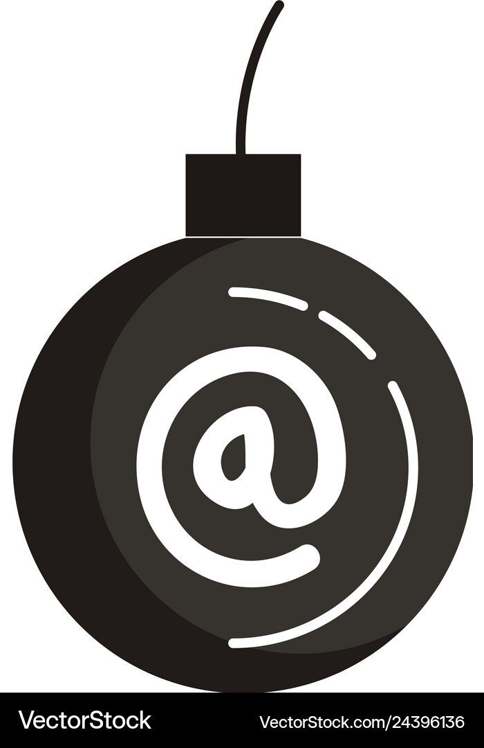 Bomb explosive with arroba symbol Royalty Free Vector Image