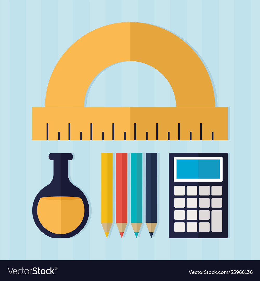 Bundle school supplies on a blue background Vector Image