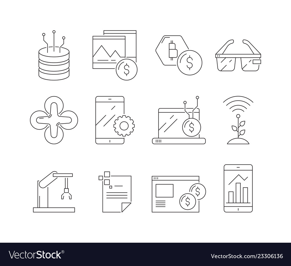 Business and technology icons software program Vector Image