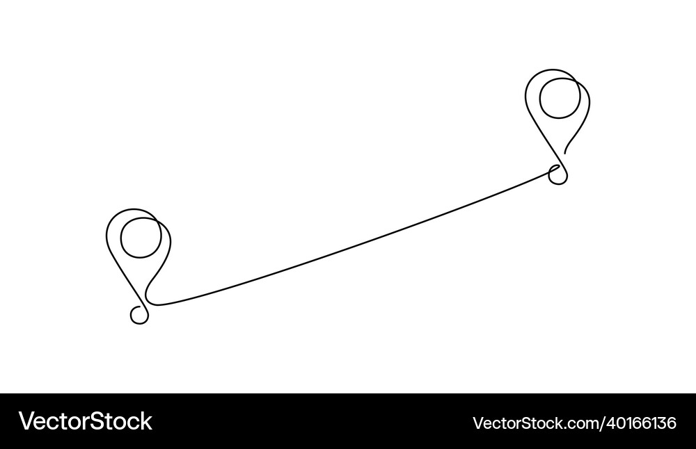 Continuous one line drawing of path and location Vector Image