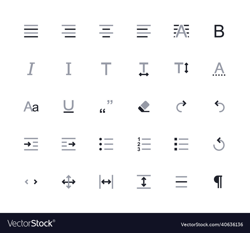 Editing and formatting icons set two-color Vector Image
