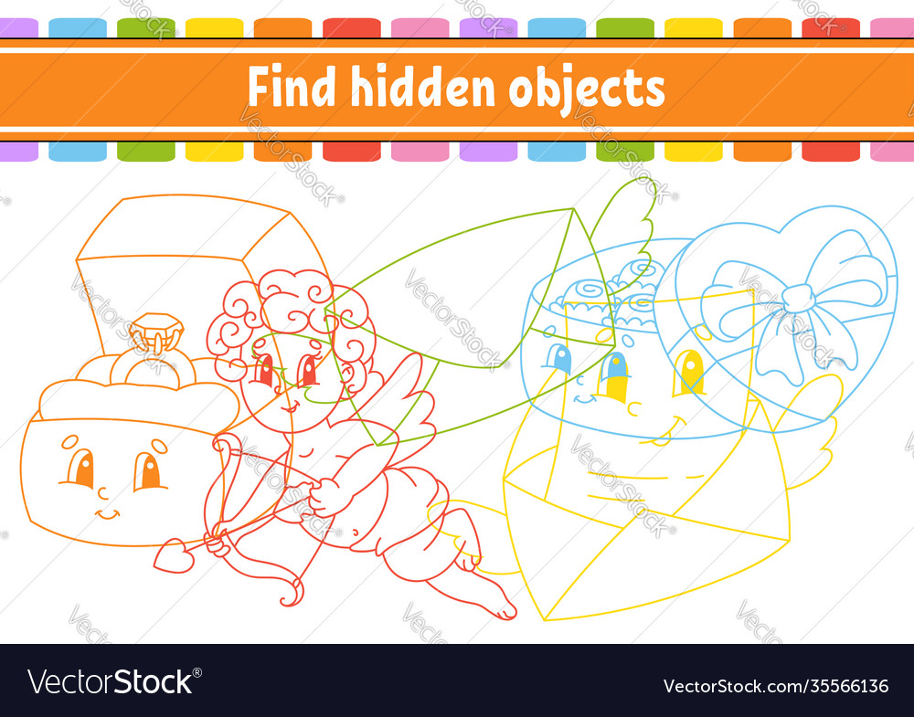 Find hidden object education developing worksheet Vector Image