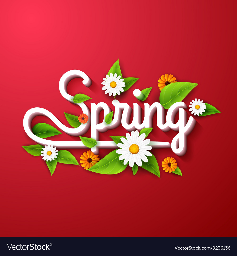 Fresh spring background poster with leafs Vector Image