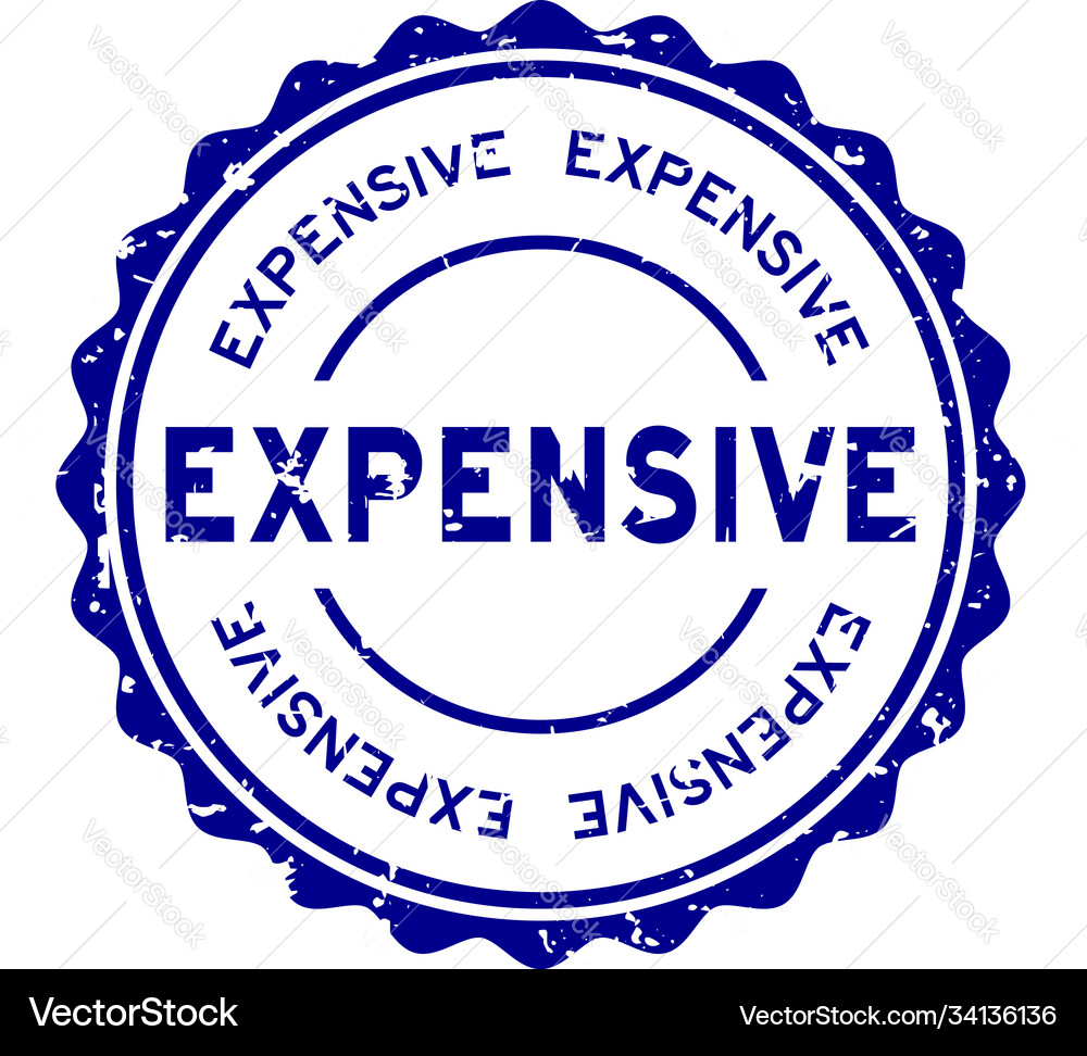 Grunge blue expensive word round rubber seal Vector Image