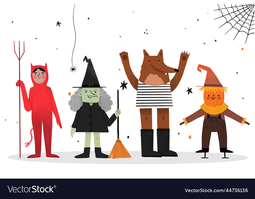 Hand drawn style halloween character collection Vector Image