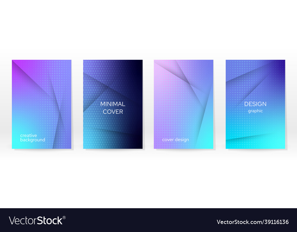 Minimal poster pastel soft blue gradient set Vector Image