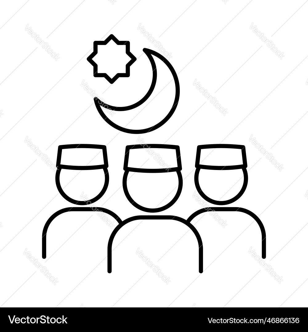 Muslim community students islamic outline icon Vector Image
