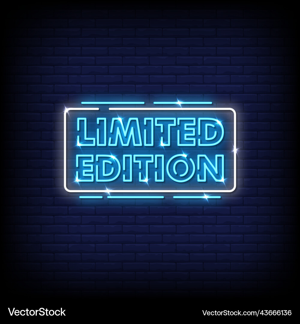 Neon sign limited edition with brick wall Vector Image