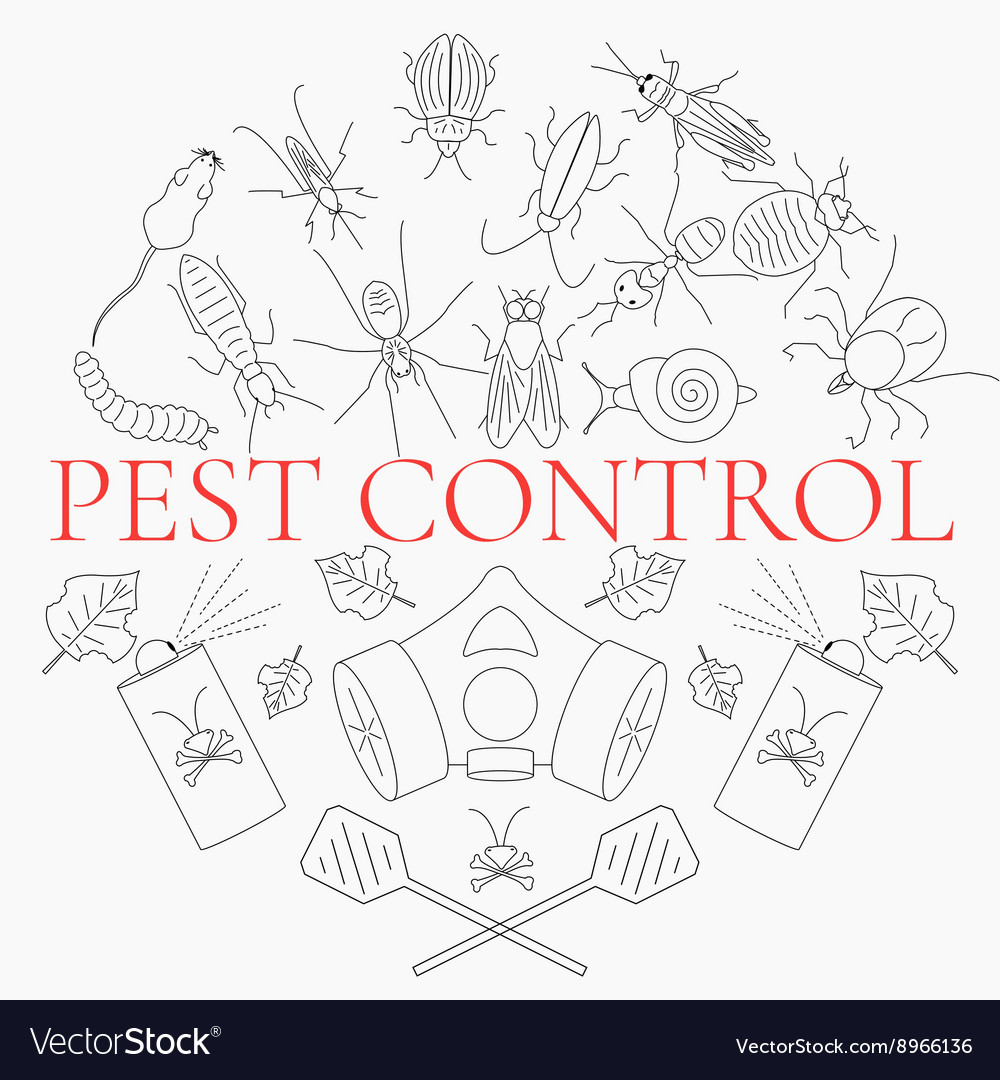 Pest control linear set Royalty Free Vector Image