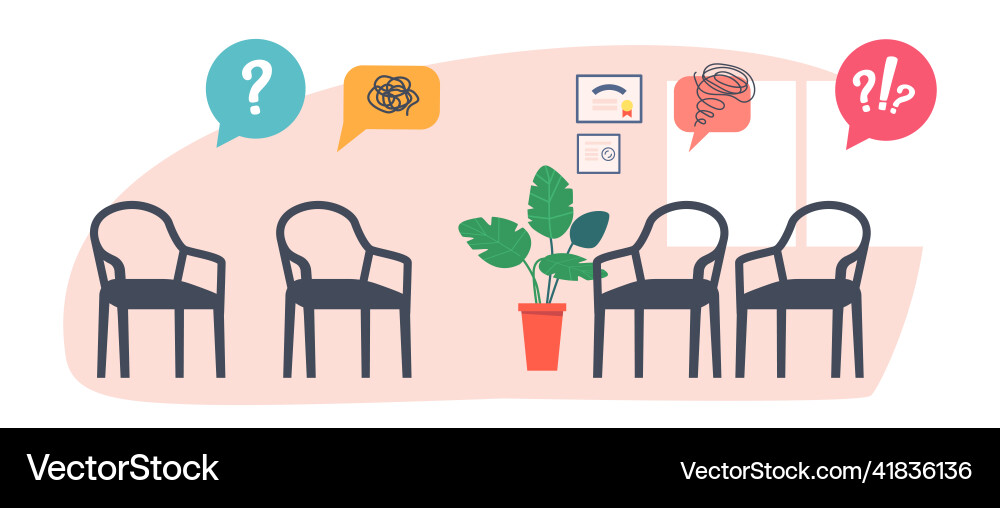 Psychologist psychotherapist office with stuff Vector Image