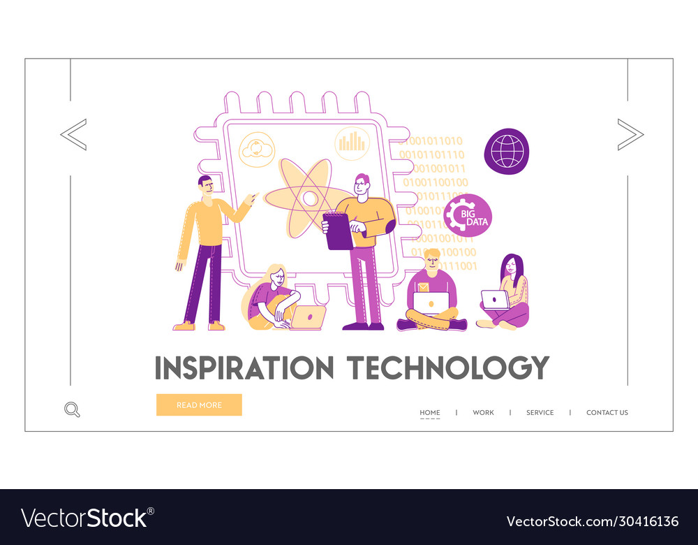 Quantum computing landing page template tiny Vector Image