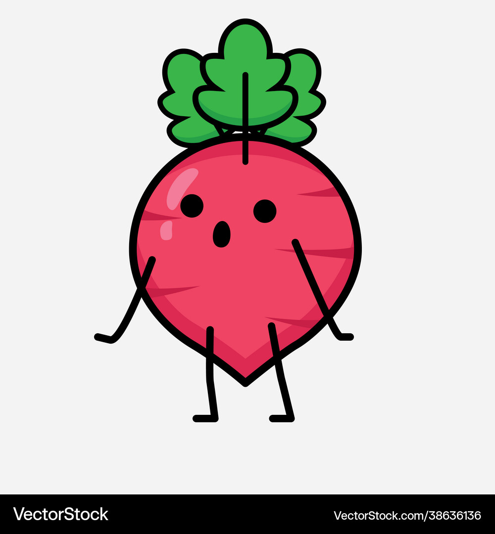 Red radish character with cute face and simple Vector Image