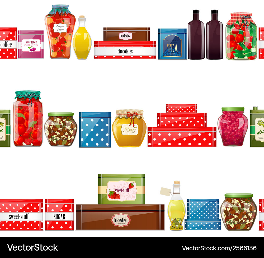 Seamless border with preserve food Royalty Free Vector Image