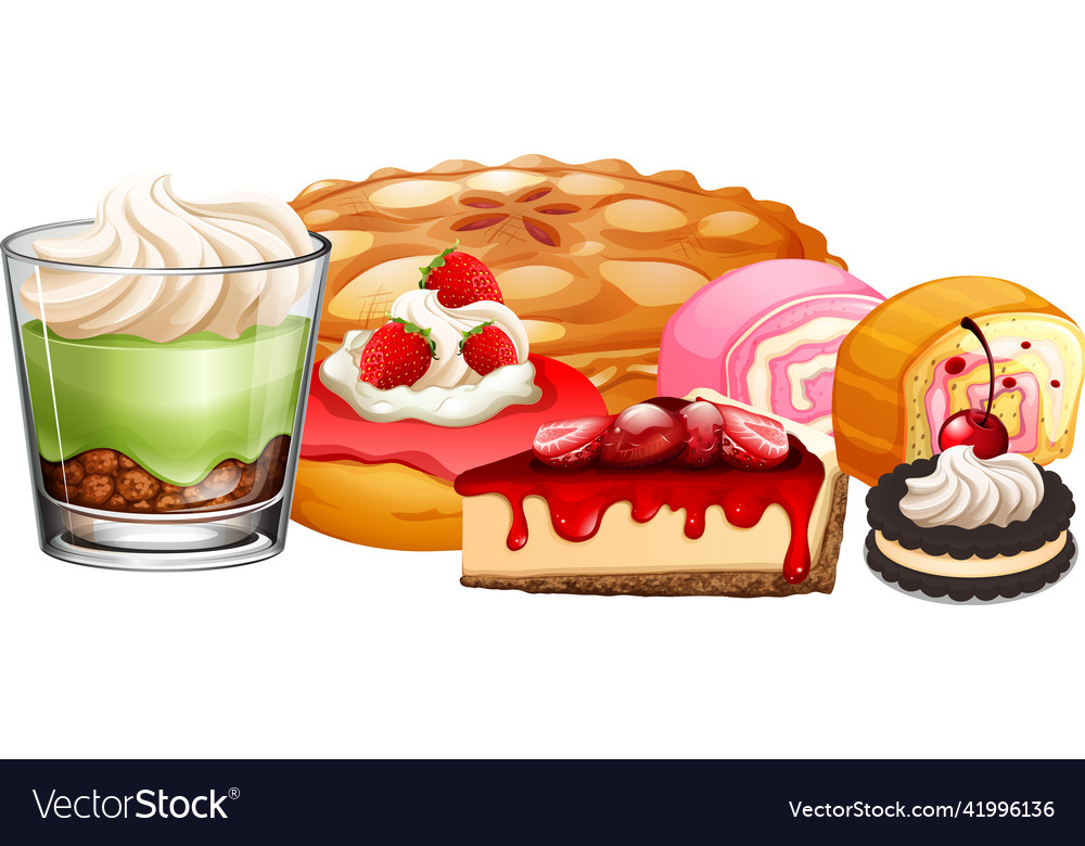Set of sweet bakery dessert Royalty Free Vector Image