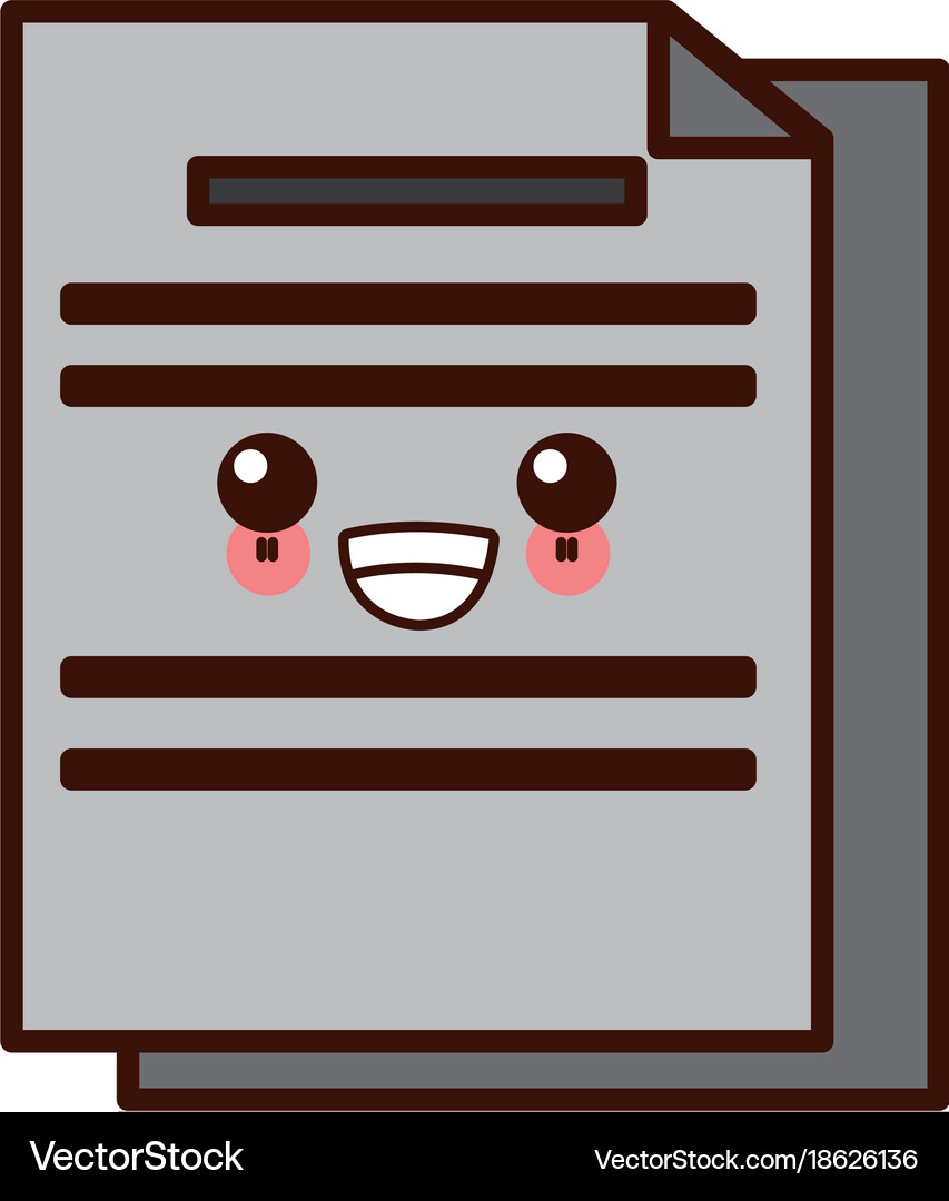 Sheet document symbol kawaii cute cartoon Vector Image