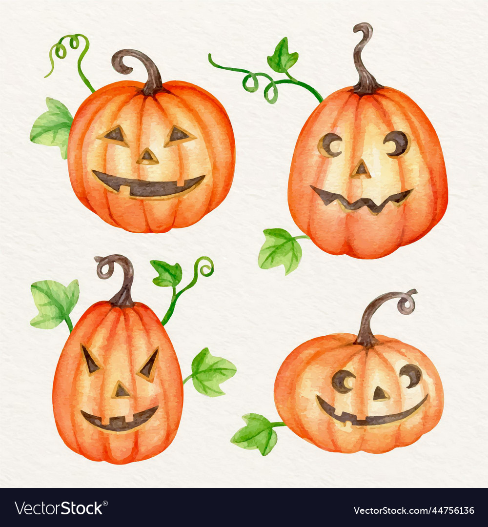 Watercolor halloween pumpkin design Royalty Free Vector