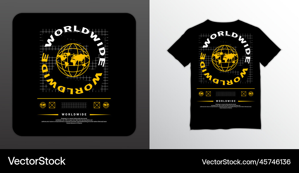 Worldwide t-shirt design suitable for screen Vector Image