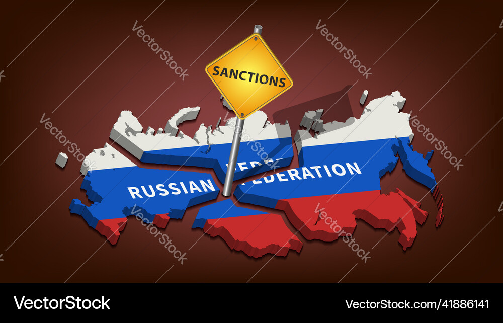 3d map of the russian federation is split Vector Image