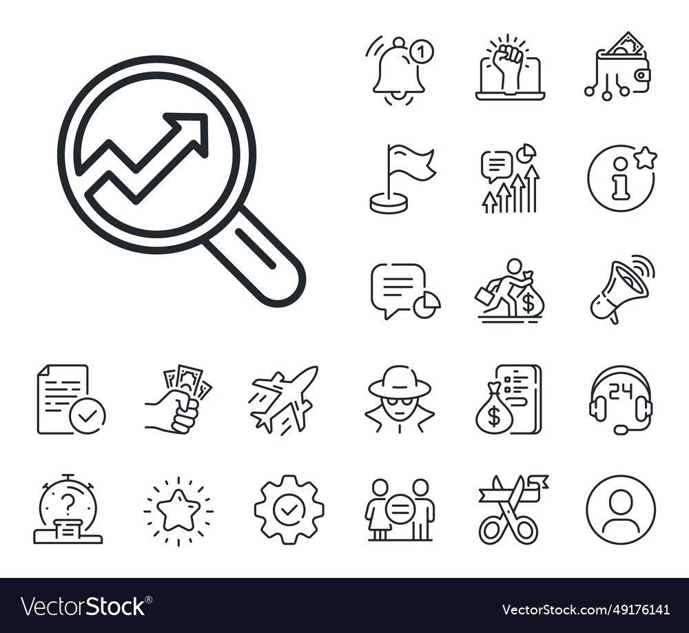 Chart line icon report graph sign in magnifier Vector Image Chart line icon report graph sign in magnifier Vector Image