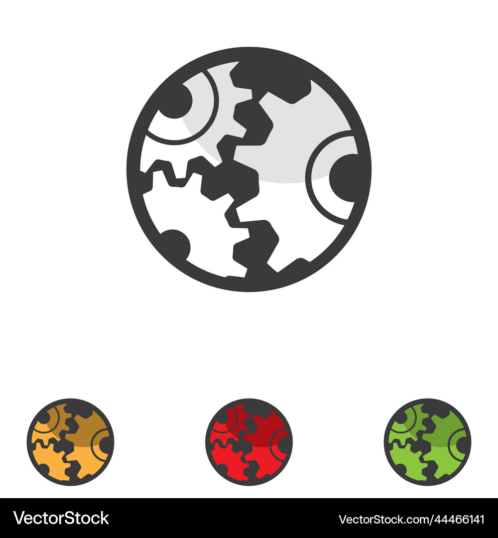 Gear icon set clockwork sign collection mechanics Vector Image