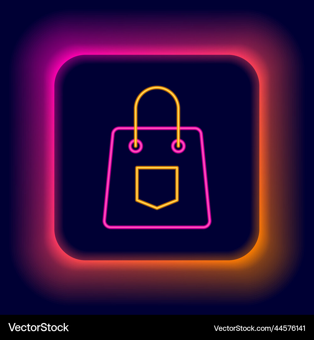 Glowing neon line handbag icon isolated on black Vector Image