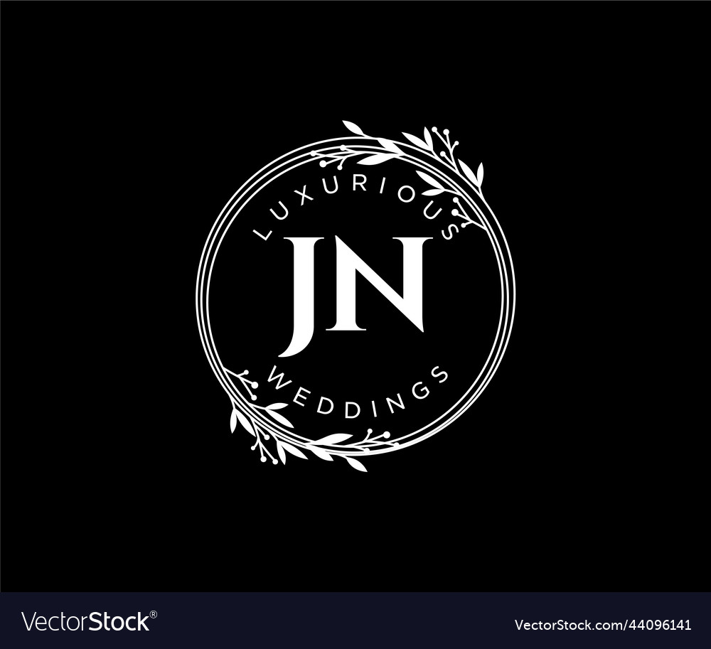 Jn initials letter wedding monogram logos Vector Image
