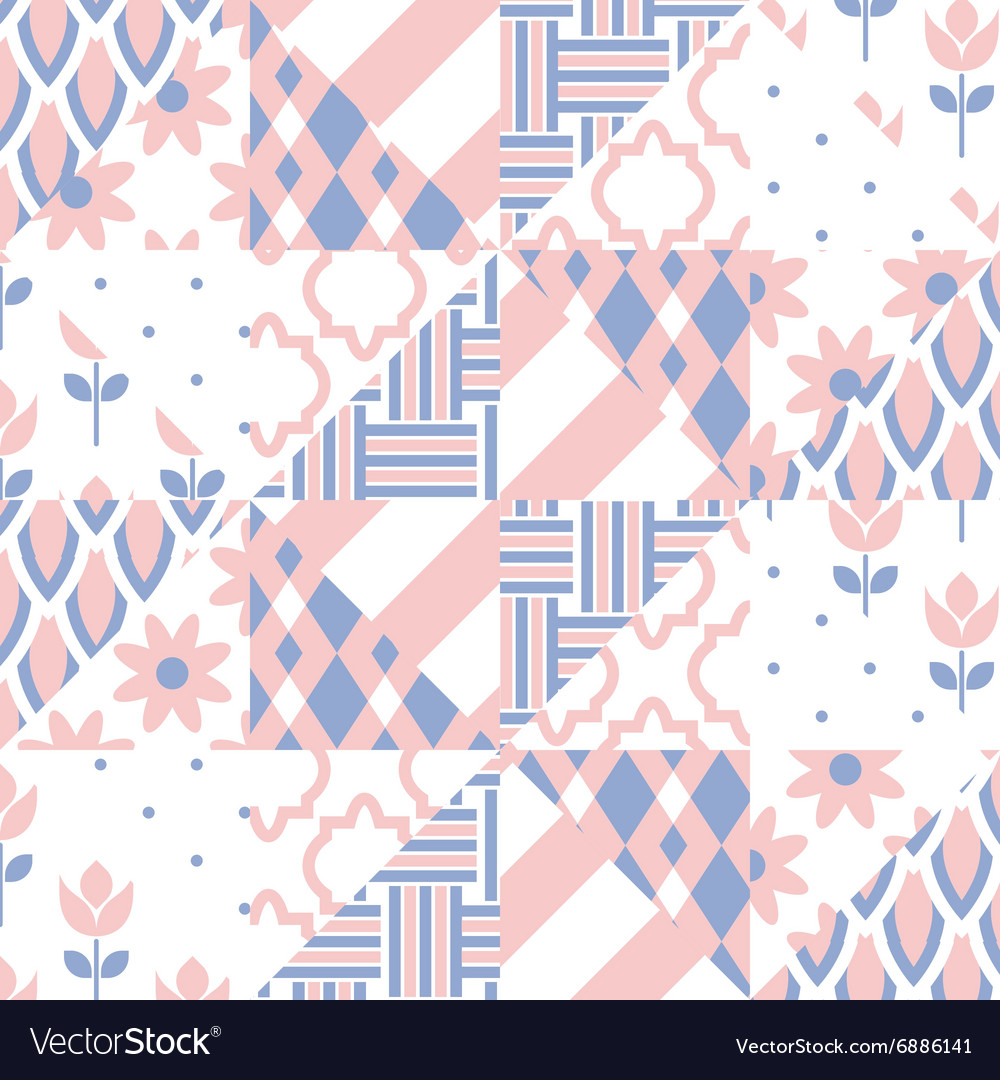 Patchwork quilt pattern tiles Royalty Free Vector Image