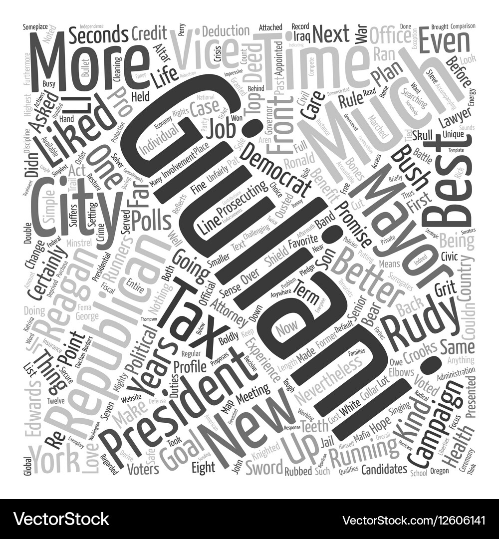Rudy Giuliani A Political Profile text background Vector Image