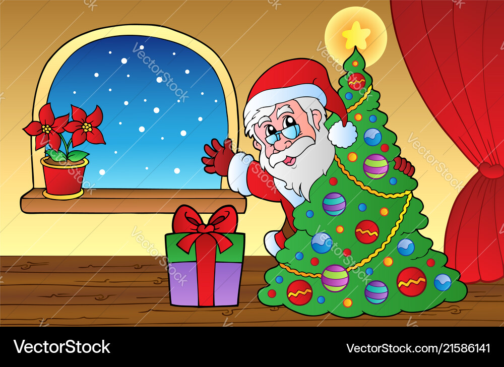 Santa claus indoor scene 2 Royalty Free Vector Image