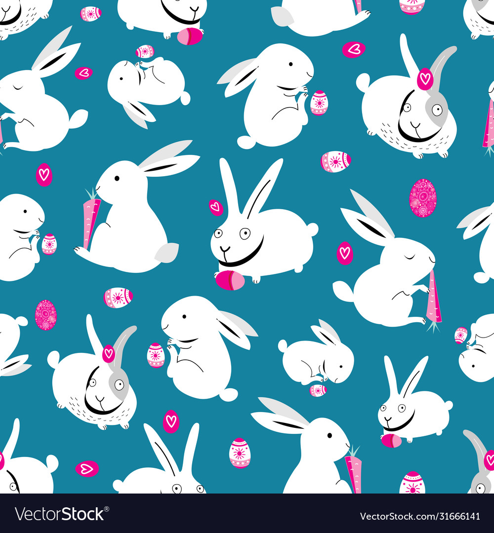 Seamless bright pattern easter bunnies Royalty Free Vector