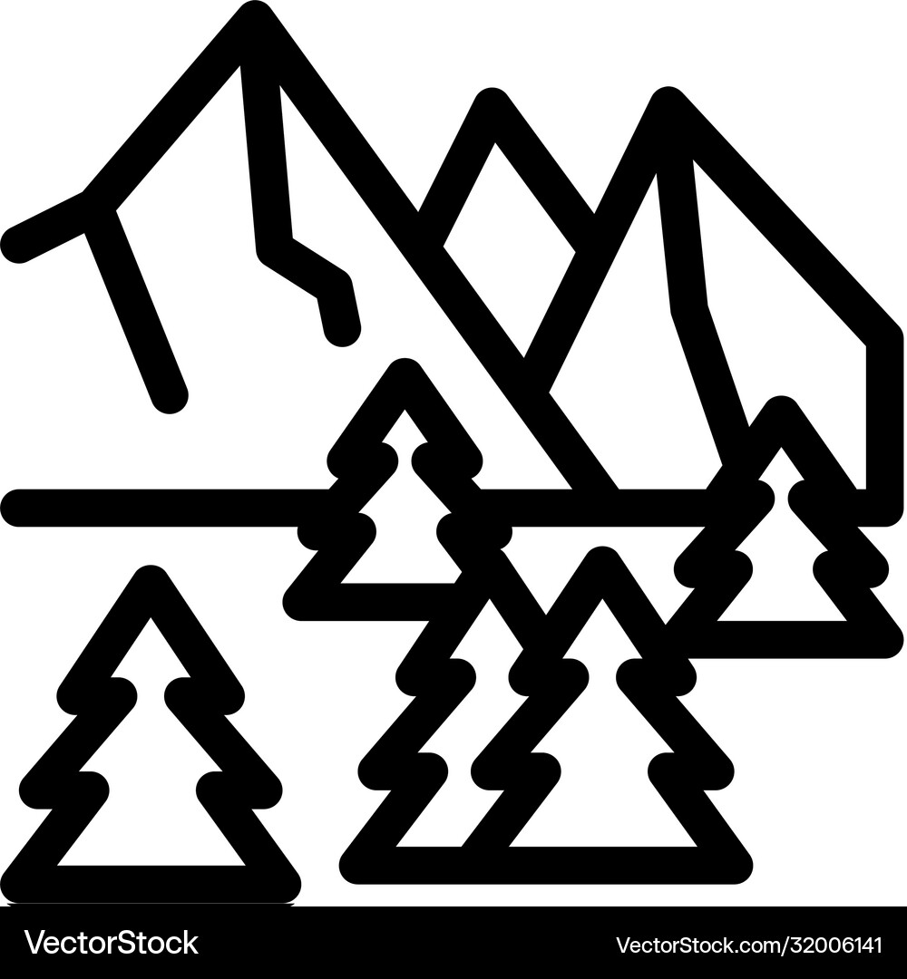 Snowy mountain and forest nature icon Royalty Free Vector