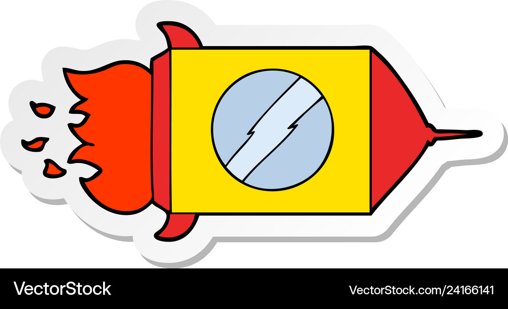 Sticker of a cartoon space rocket Royalty Free Vector Image