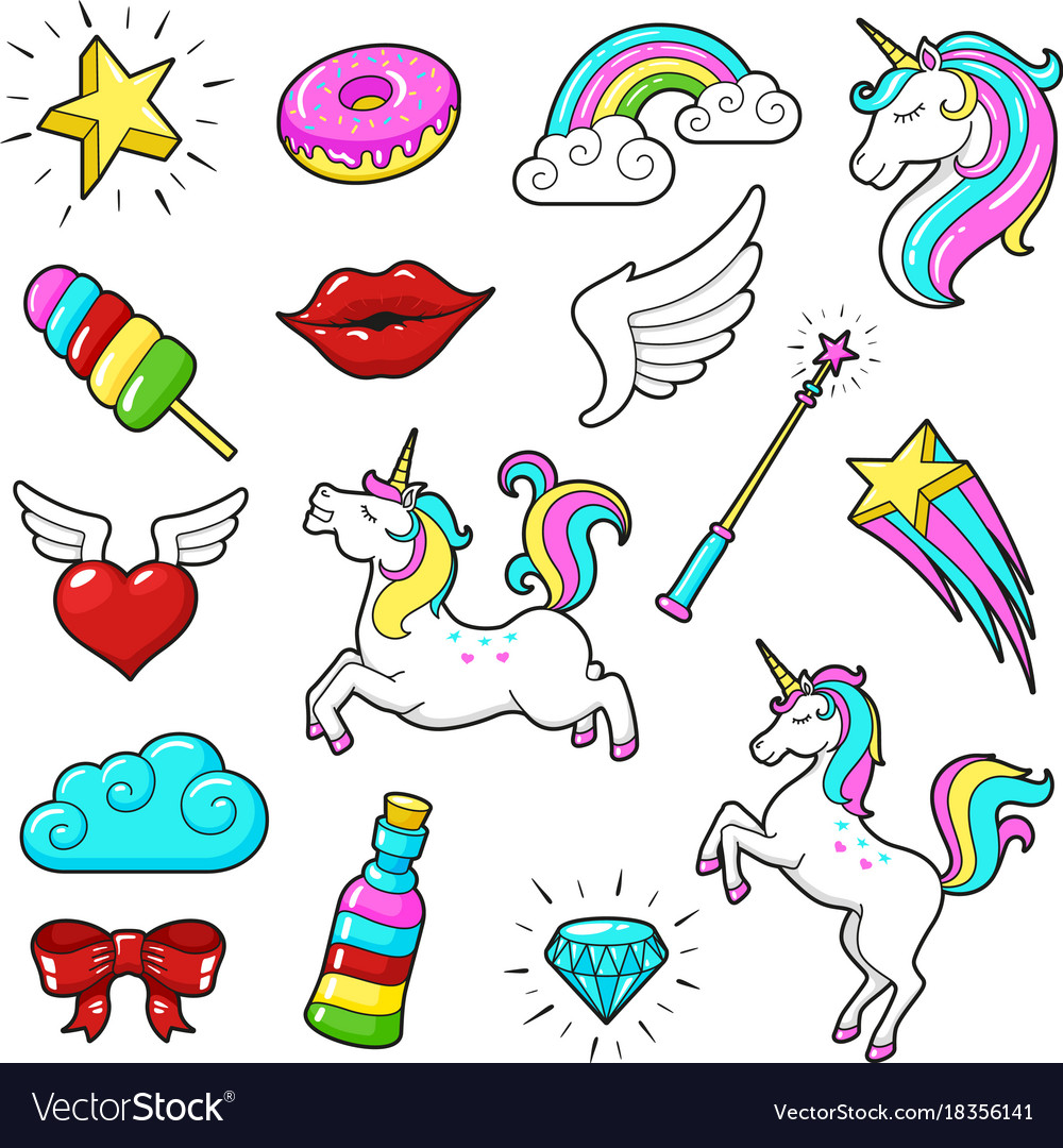 Unicorns icon set Royalty Free Vector Image - VectorStock